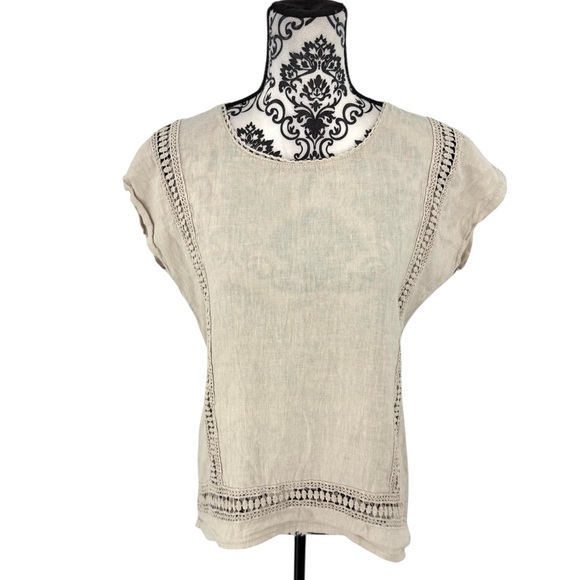 Alessia Pacini | Tops | Alessia Pacini Italian Linen Crochet Trim Top ...